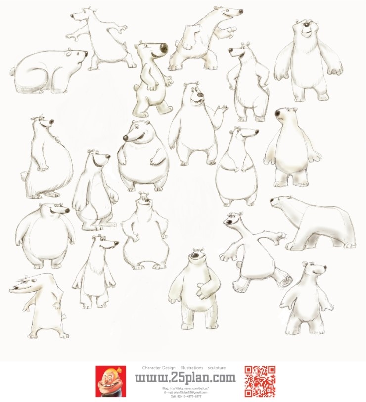 캐릭터 디자이너 김성재여수 엑스포 한화 홍보 동영상 애니메이션 백곰 북극곰 캐릭터 디자인 러프 스케치 칼라클레이 만들기