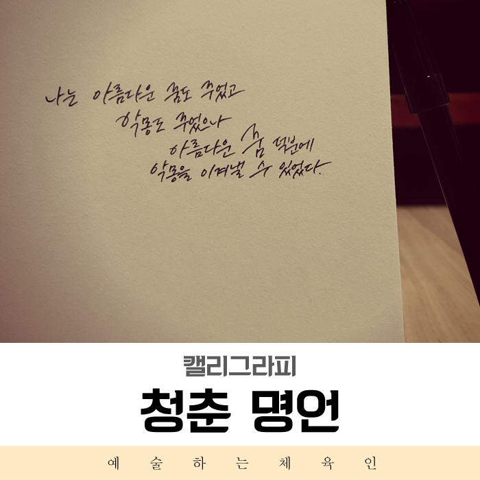 캘리그라피 청춘 명언청춘 글귀 네이버 블로그