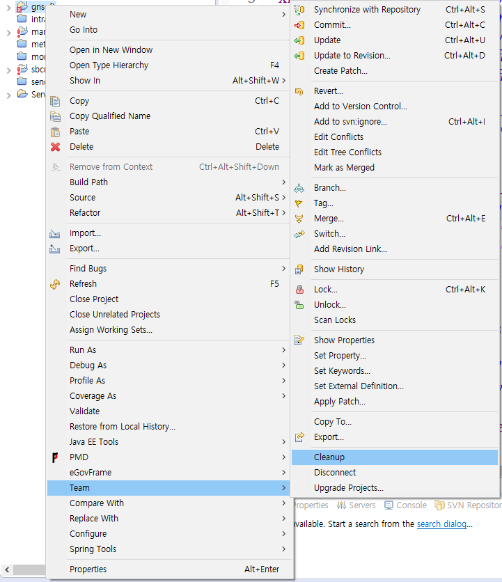 이클립스 Svne155004 Run Svn Cleanup First 에러 발생 시 해결방법 네이버 블로그