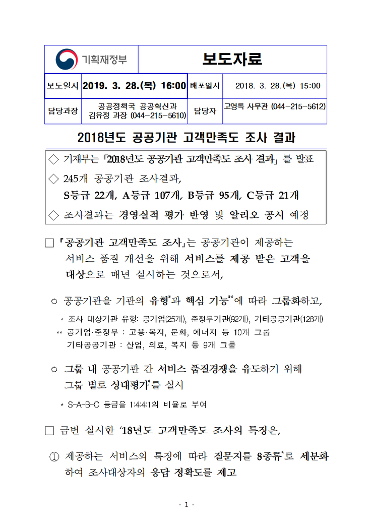 2018 공공기관 고객만족도 조사결과 발표 네이버 블로그