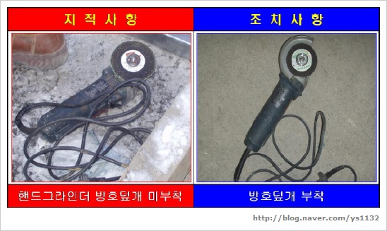 핸드그라인더 덮개 설치로 위험방지 안전조치 네이버 블로그