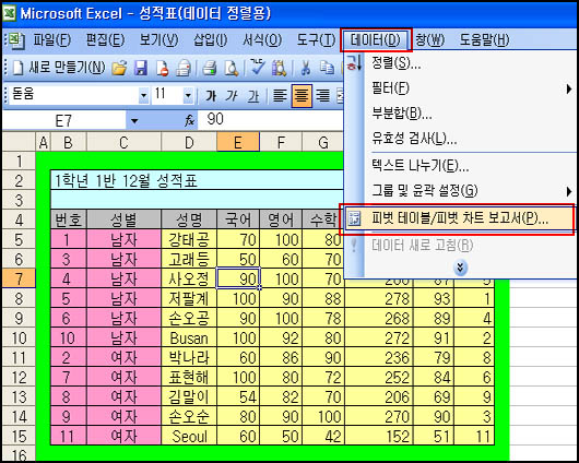 엑셀에서 데이터를 이용하여 피벗테이블 보고서 만들기 네이버 블로그